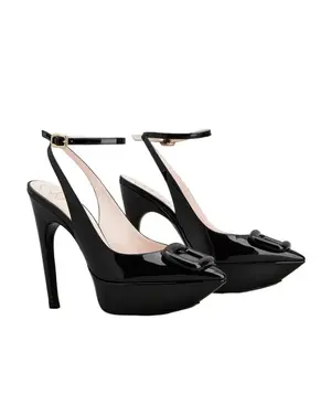 ROGER VIVIER Viv' Choc Lacquered Buckle Slingback Pumps