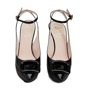ROGER VIVIER Viv' Choc Lacquered Buckle Slingback Pumps
