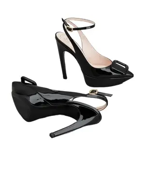 ROGER VIVIER Viv' Choc Lacquered Buckle Slingback Pumps