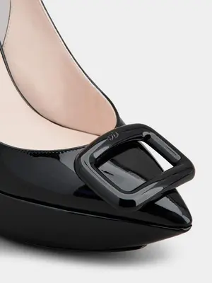 ROGER VIVIER Viv' Choc Lacquered Buckle Slingback Pumps