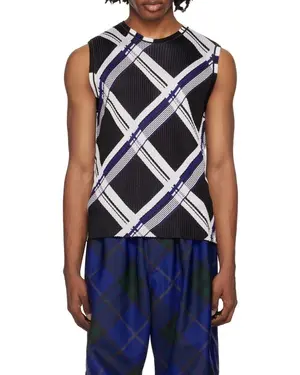 Burberry Checked Ribbed-knit Sleeveless Top