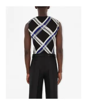 Burberry Checked Ribbed-knit Sleeveless Top