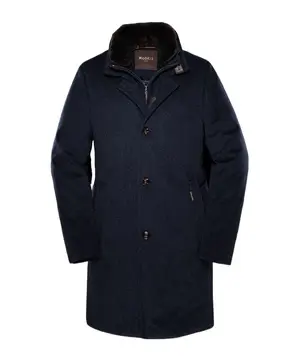 MOORER Long-sleeved Coat With Fur Trim