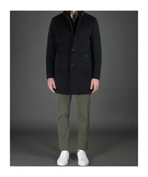 MOORER Long-sleeved Coat With Fur Trim