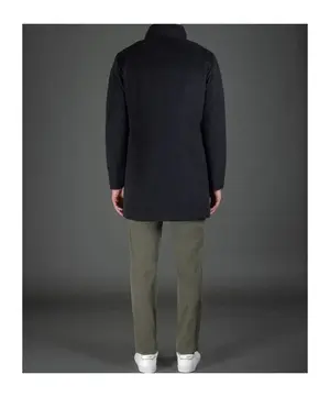 MOORER Long-sleeved Coat With Fur Trim