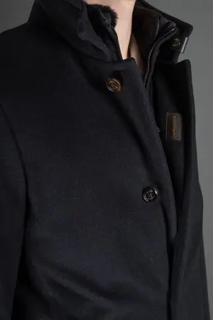 MOORER Long-sleeved Coat With Fur Trim