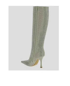 Liu Jo Embellished Pointed Toe High Heel Boots - Gray