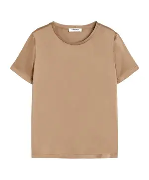 Max Mara Viscose Satin T-shirt - Camel