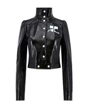 COURREGES Courrèges Vinyl Cropped Jacket With Logo Detail