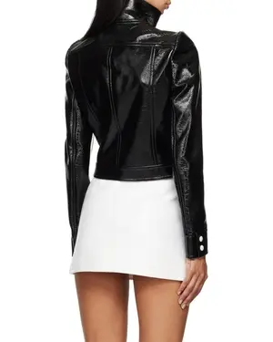 COURREGES Courrèges Vinyl Cropped Jacket With Logo Detail
