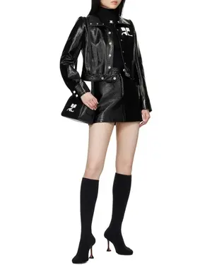 COURREGES Courrèges Vinyl Cropped Jacket With Logo Detail