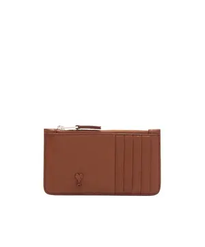 Ami De Coeur Zipped Card Holder - Brown