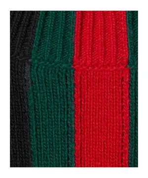 Gucci Fine Knit Wool Sweater With Web Intarsia - Black