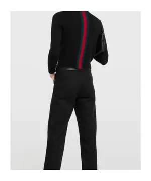 Gucci Fine Knit Wool Sweater With Web Intarsia - Black