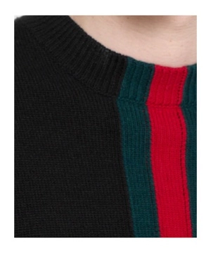 Gucci Fine Knit Wool Sweater With Web Intarsia - Black
