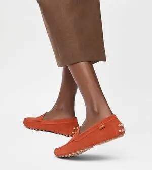 TOD'S Gommino Suede Slipper Loafers - Orange
