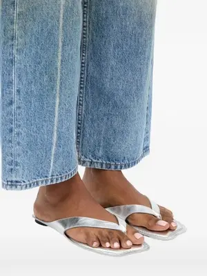 MAISON MARGIELA Square Toe Anatomic Flip Flops - Silver