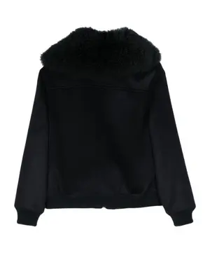 LISKA Bomber Jacket With Fur Collar - Black