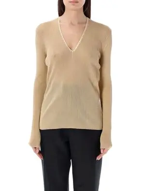 TOM FORD V-neck Knitted Top With Logo Detail - No
