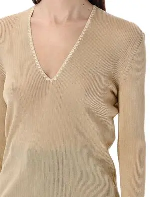 TOM FORD V-neck Knitted Top With Logo Detail - No