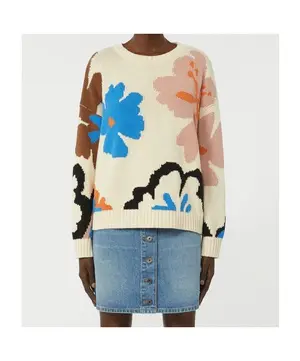 Max Mara Floral Print Crew Neck Sweater - Multi-color