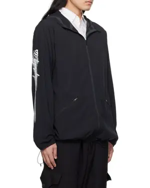 Y3 Logo-print Zip-up Hooded Jacket - Black