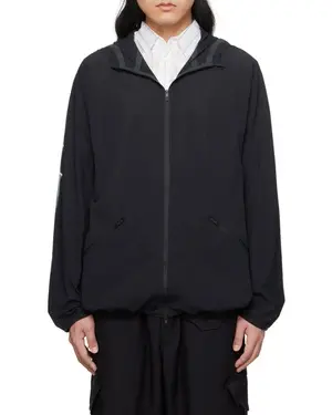 Y3 Logo-print Zip-up Hooded Jacket - Black
