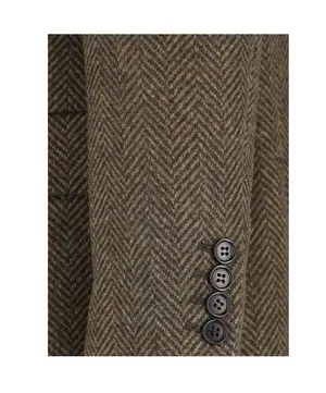 SUNFLOWER Herringbone Double-breasted Coat - Brown