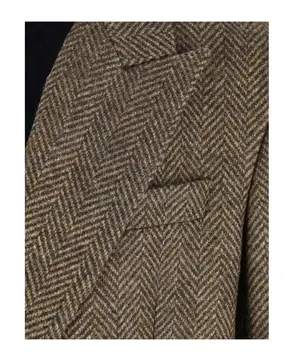 SUNFLOWER Herringbone Double-breasted Coat - Brown