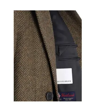 SUNFLOWER Herringbone Double-breasted Coat - Brown