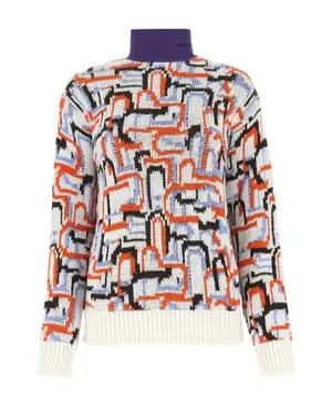 Prada Abstract Pattern High-neck Sweater - Orange