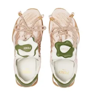 Fendi Wave Pulse Satin And Suede Lace-up Sneakers - Pink
