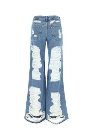 Givenchy Destroyed Denim Oversized Jeans - Light Blue