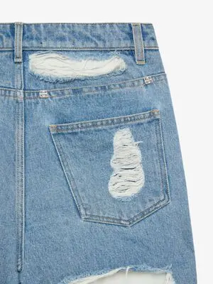 Givenchy Destroyed Denim Oversized Jeans - Light Blue