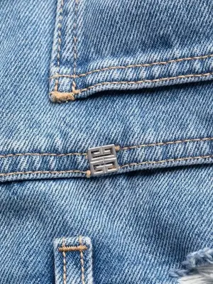Givenchy Destroyed Denim Oversized Jeans - Light Blue