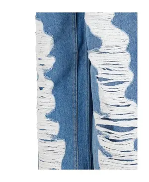 Givenchy Destroyed Denim Oversized Jeans - Light Blue