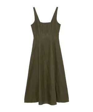TWINSET Square Neck Midi Dress With Fixed Shoulder Straps