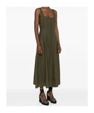 TWINSET Square Neck Midi Dress With Fixed Shoulder Straps