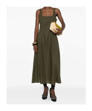 TWINSET Square Neck Midi Dress With Fixed Shoulder Straps