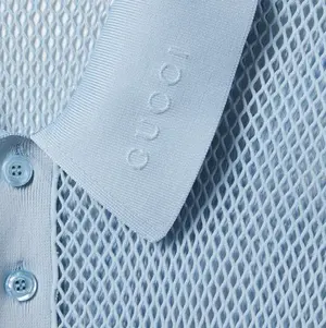 Gucci Embossed Technical Mesh Polo Top - Light Blue Flat