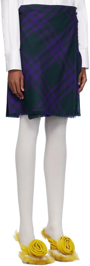 Burberry Vintage Checked Frayed-edge Skirt - Green