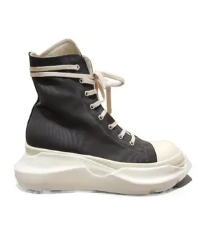 Rick Owens High Top Canvas Sneakers With Side Zipper And Tie Fastening