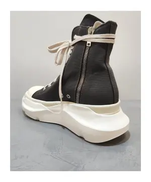 Rick Owens High Top Canvas Sneakers With Side Zipper And Tie Fastening