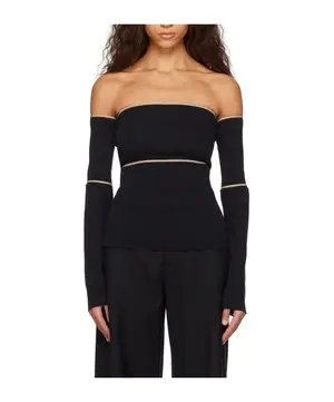 MAISON MARGIELA Off-shoulder Ribbed-knit Top