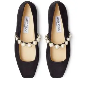 JIMMY CHOO Ade Mesh Ballerina Flats With Pearl Detailing