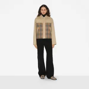 Burberry Plaid Panel Long Sleeve Jacket