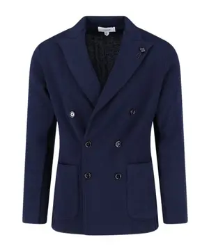 LARDINI Double-breasted Patch-pocket Jacket