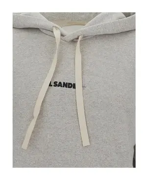 JIL SANDER Logo Printed Drawstring Hoodie - White