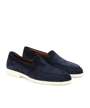 Santoni Malibu Almond Toe Loafers - Black