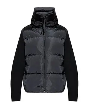 Canada Goose Hybridge Grove Hooded Puffer With Ribbed Knit Sleeves - Black